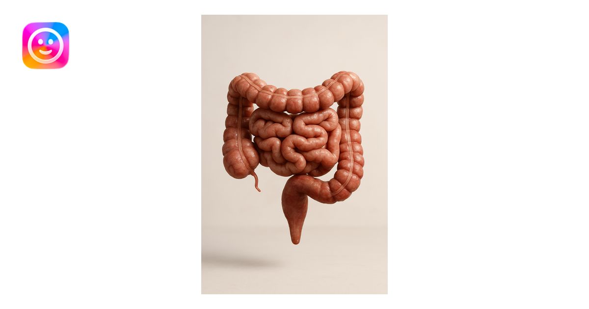 INTESTINO UMANO ANATOMICO REALISTICO FLUTTUA IN ARIA, SFONDO CHIARO ...