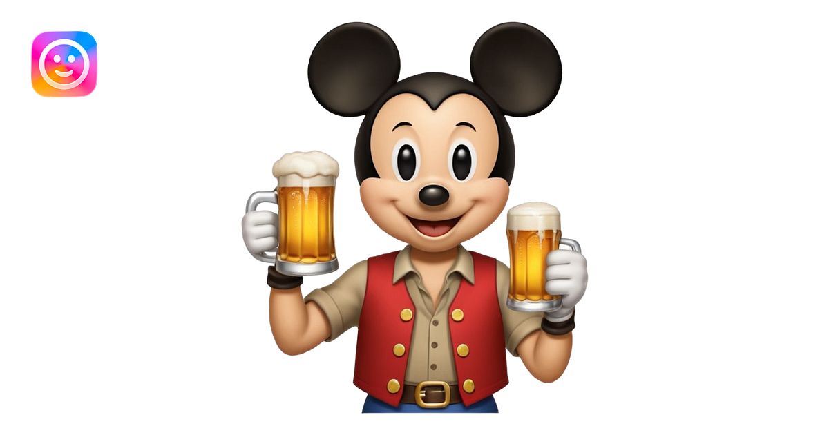 Mickey Mouse holding a beer emoji | AI Emoji Generator