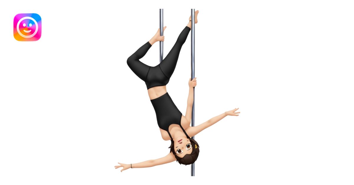 brunette with short hair (bob) and light skin pole dancing (hanging ...