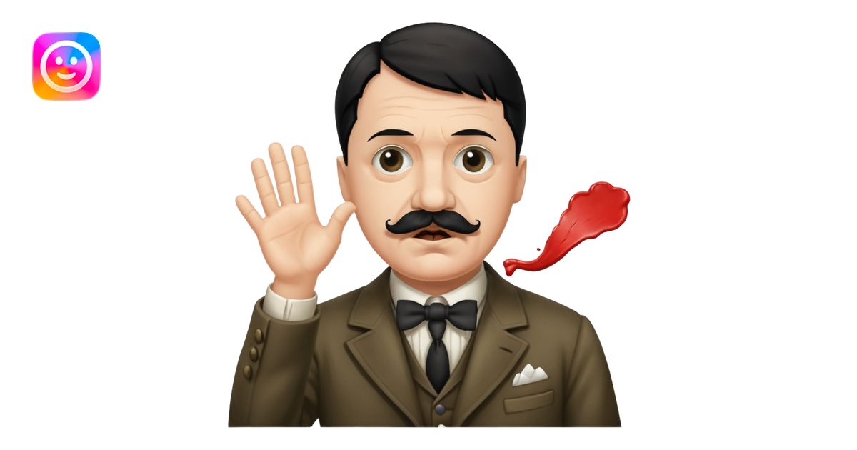 Adolf hitler with a Charlie Chaplin mustache throwing up CK emoji | AI ...