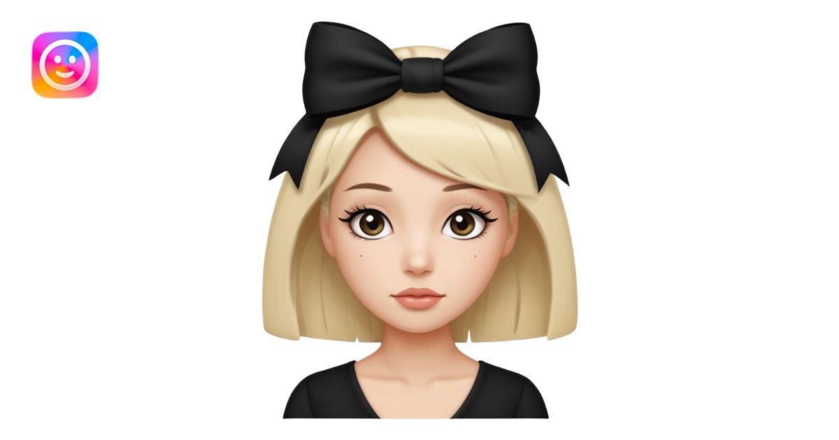 Woman with black cute cut with a black top and a bow on her head with ...