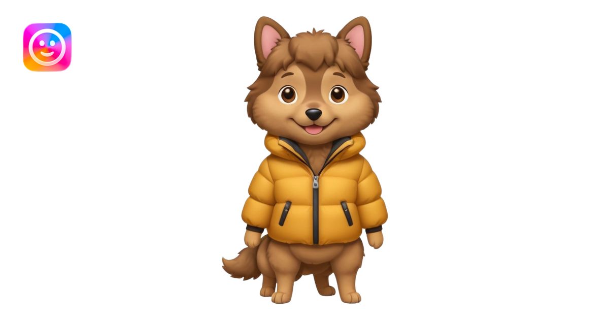 a full body of cute dog with puffer clothes emoji | AI Emoji Generator