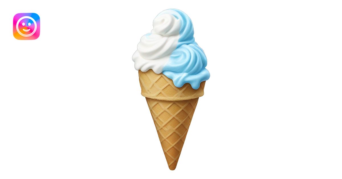 light blue and white swirl ice cream with a cone emoji | AI Emoji Generator