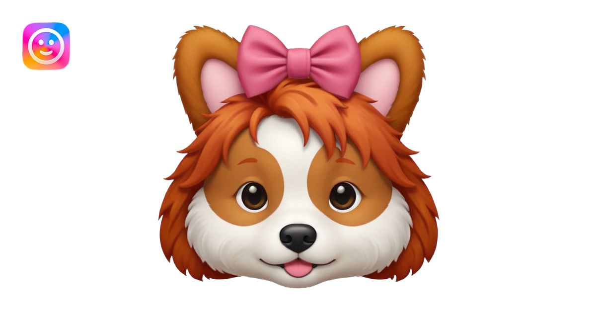 red haired dog with a bow on hair emoji | AI Emoji Generator