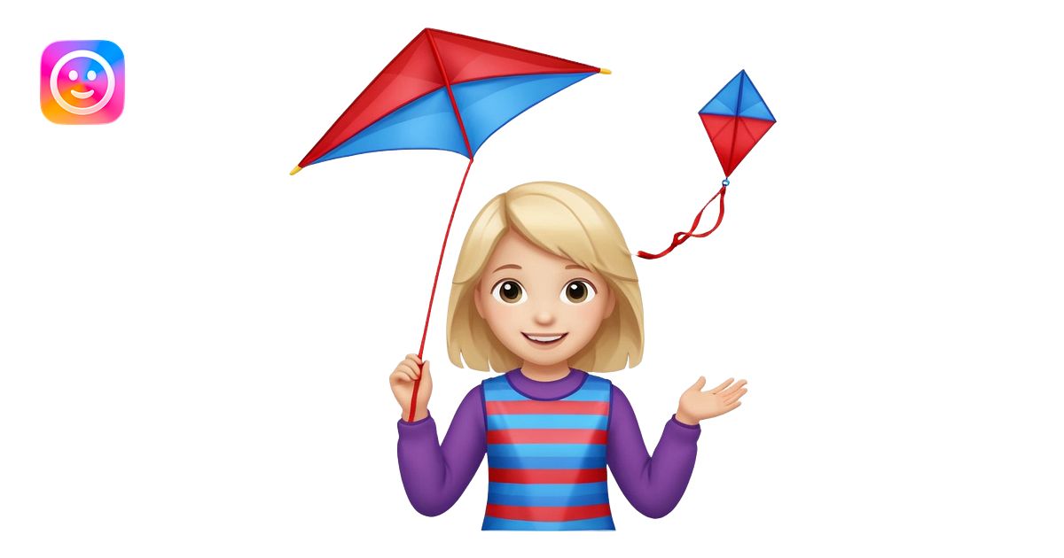 little girl kid with kite emoji | AI Emoji Generator