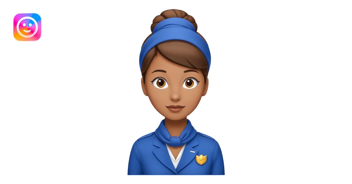 Light Brown skin flight attendant, brown hair in a bun, blue uniform ...