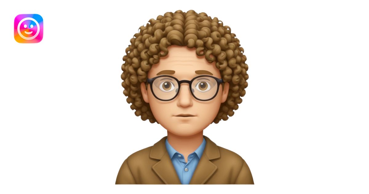 philosopher, wearing glasses, curly hair emoji | AI Emoji Generator