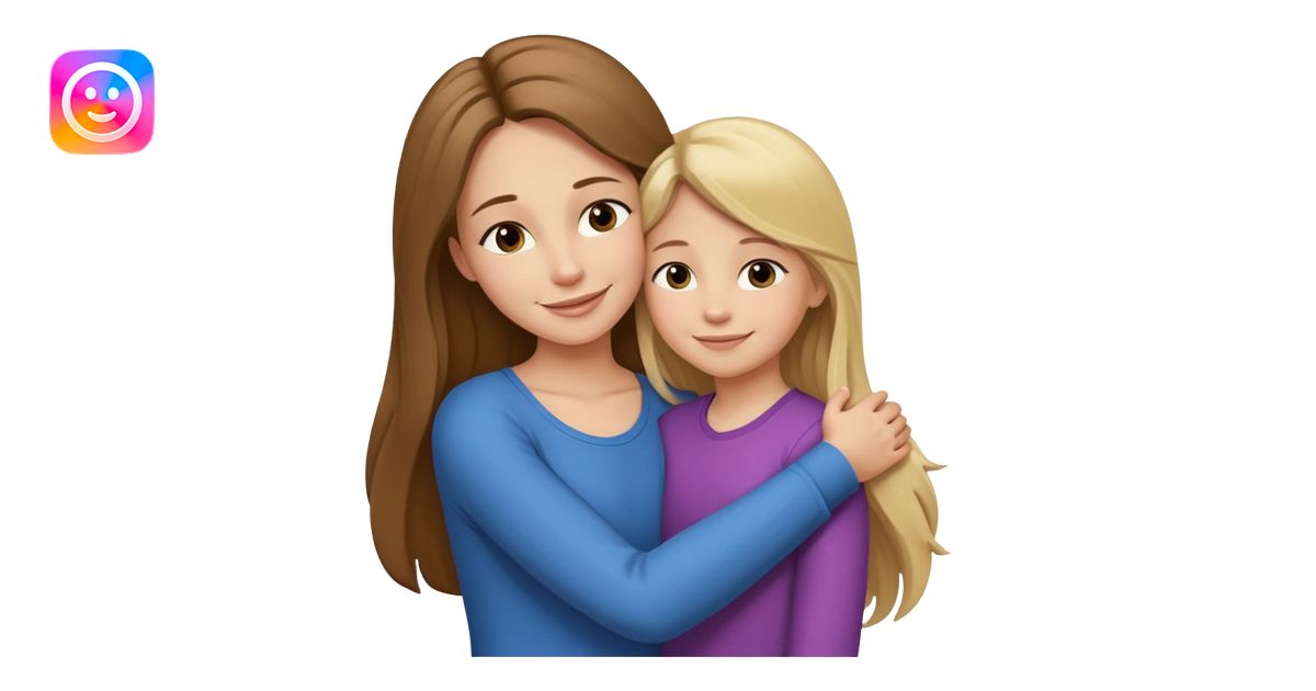 A beautiful mother with long brown hair hugging her cute 12yr old ...