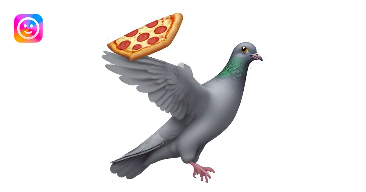 pigeon flying and carrying a pizza box emoji | AI Emoji Generator