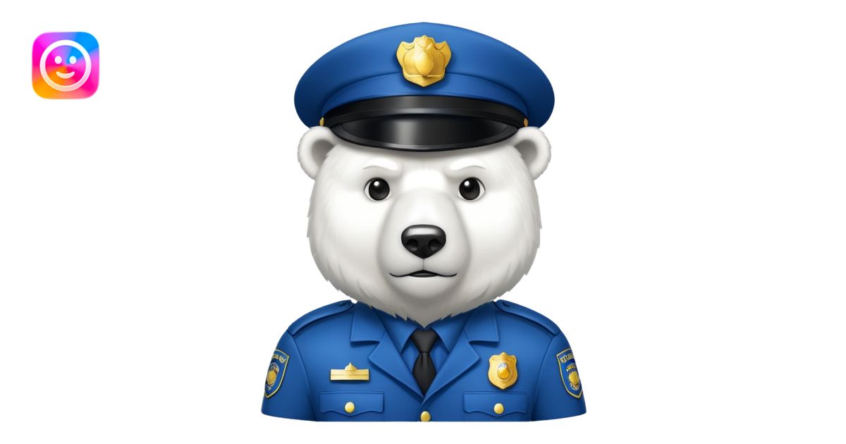 Make a humanoid polar bear dressed as a police emoji | AI Emoji Generator