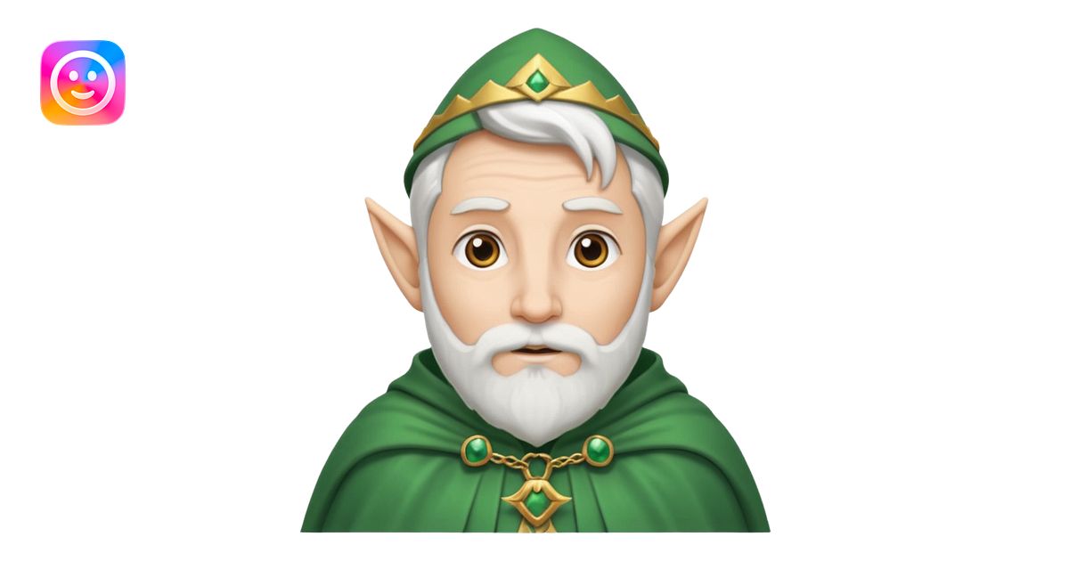 Wise elf with white beard and cape emoji | AI Emoji Generator