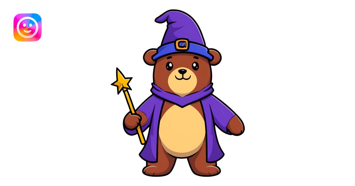 bear wizard cartoon sticker image | AI Emoji Generator