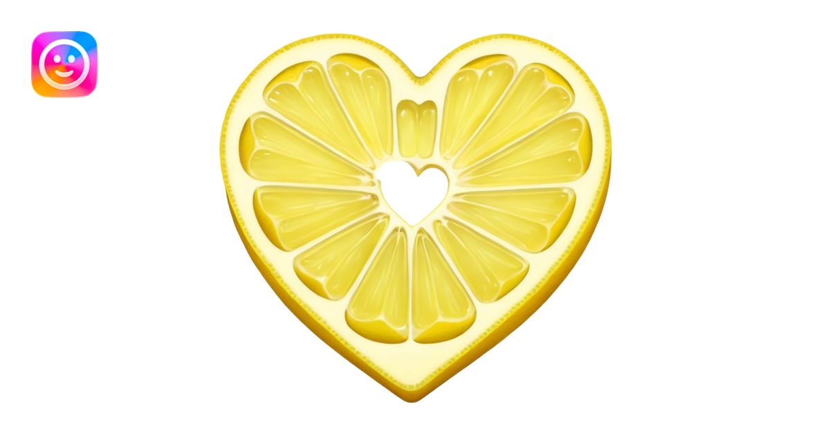 Realistic heart shaped lemon slice emoji | AI Emoji Generator