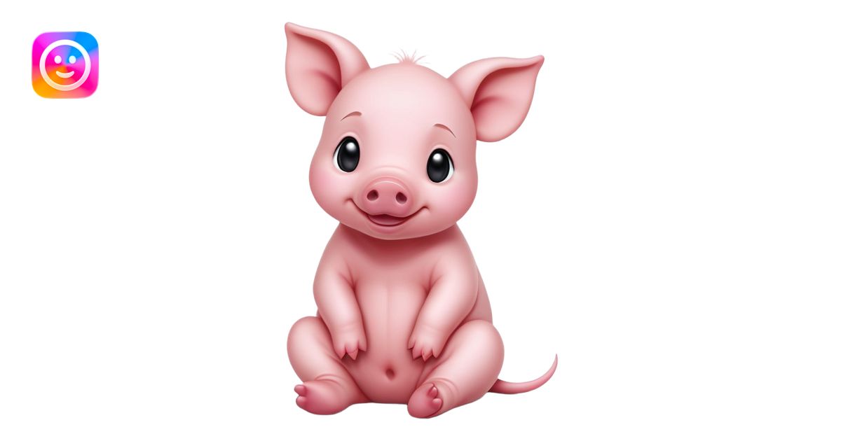 cinematic-[realistic piglet]-realistic-full-body-sitting-emoji,-tail ...