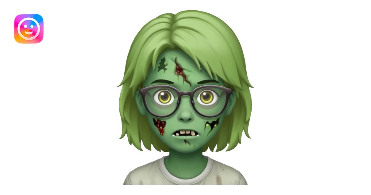 Faça um zumbi verde de óculos adolescente e de cabelo meio grande emoji ...