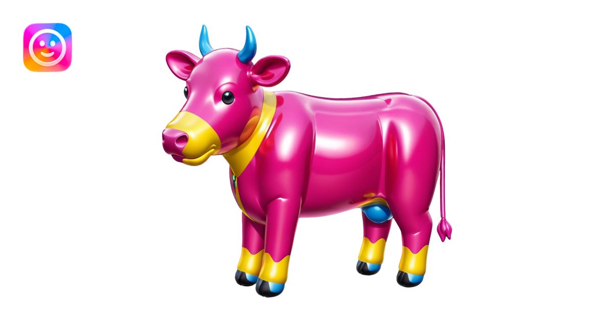 jeff koons style inflatable SPAM cow sculpture emoji | AI Emoji Generator