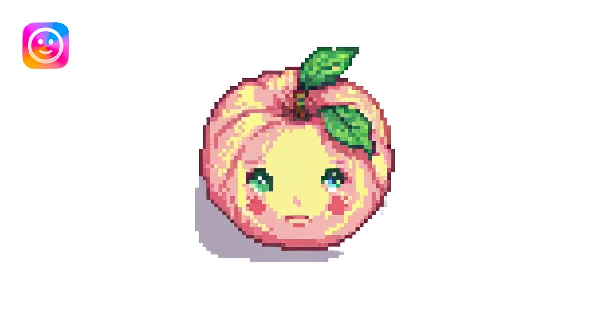a cute pixel art peach with a face illustration | AI Emoji Generator