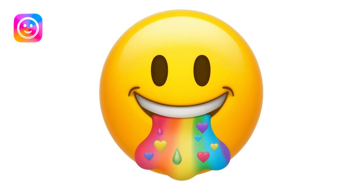 Standard Smiley face barfing out a rainbow with hearts emoji | AI Emoji ...