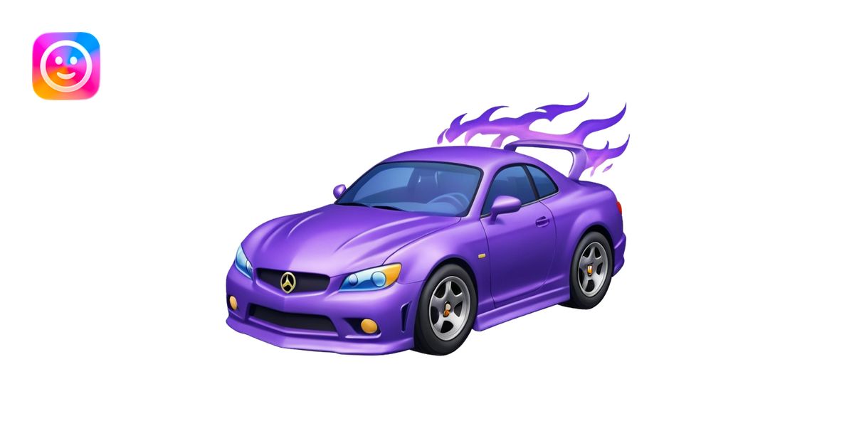 Purple car drifting with navy blue flames coming out of the rear tires ...