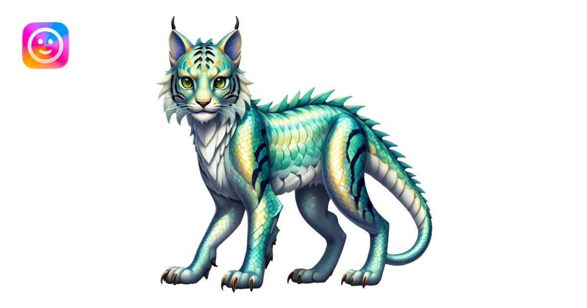 Shiny exotic Dragon-Tiger-type Lynx-Bobcat-Fakémon-creature full body ...