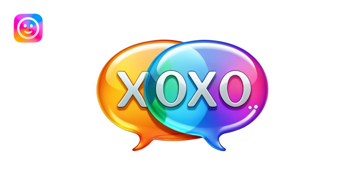 Colorful glass text message bubble with the word “xoxo” on it emoji ...