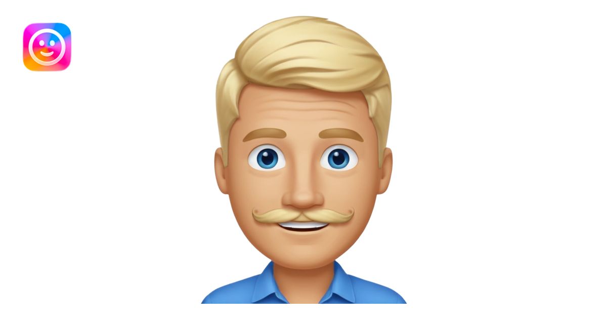 normal emoji 👨🏼 white guy with blond hair, mustache, and blue eyes. No ...
