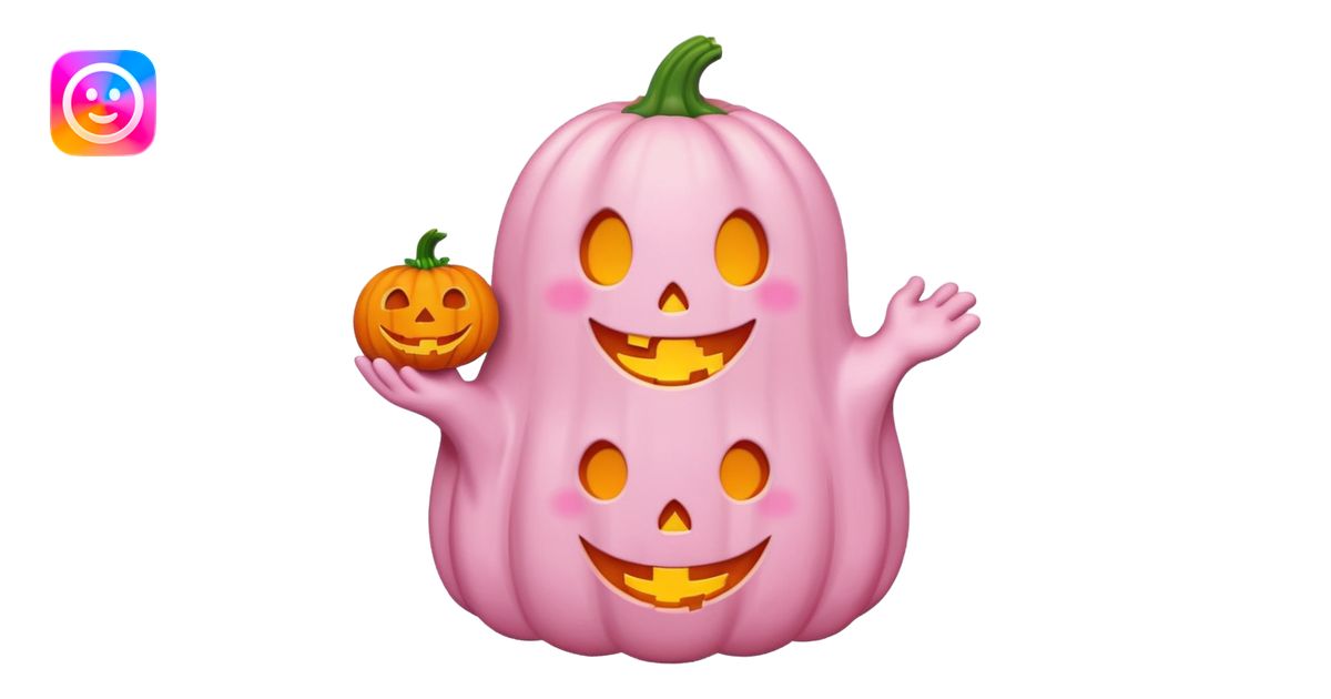 pastel pink ghost with orange pumpkin kawaii style emoji | AI Emoji ...