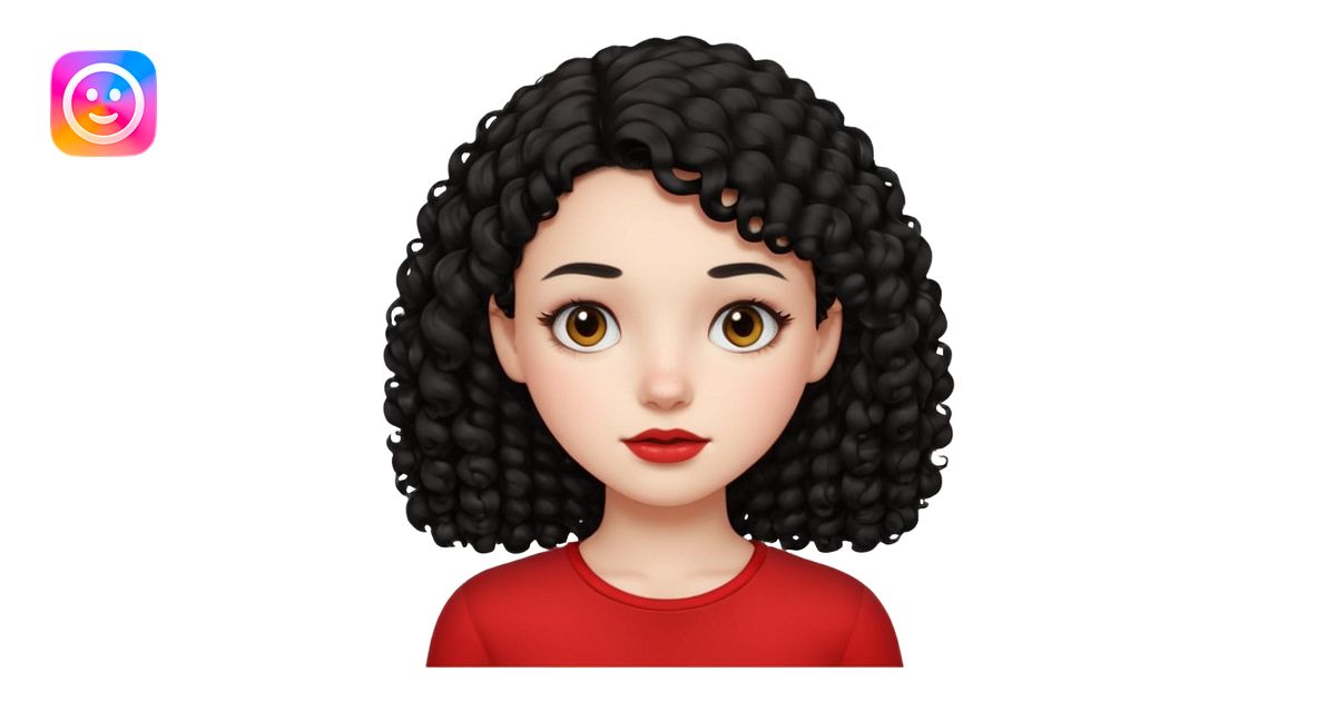 Side part black curly hair girl with mole above left side of lip pale ...
