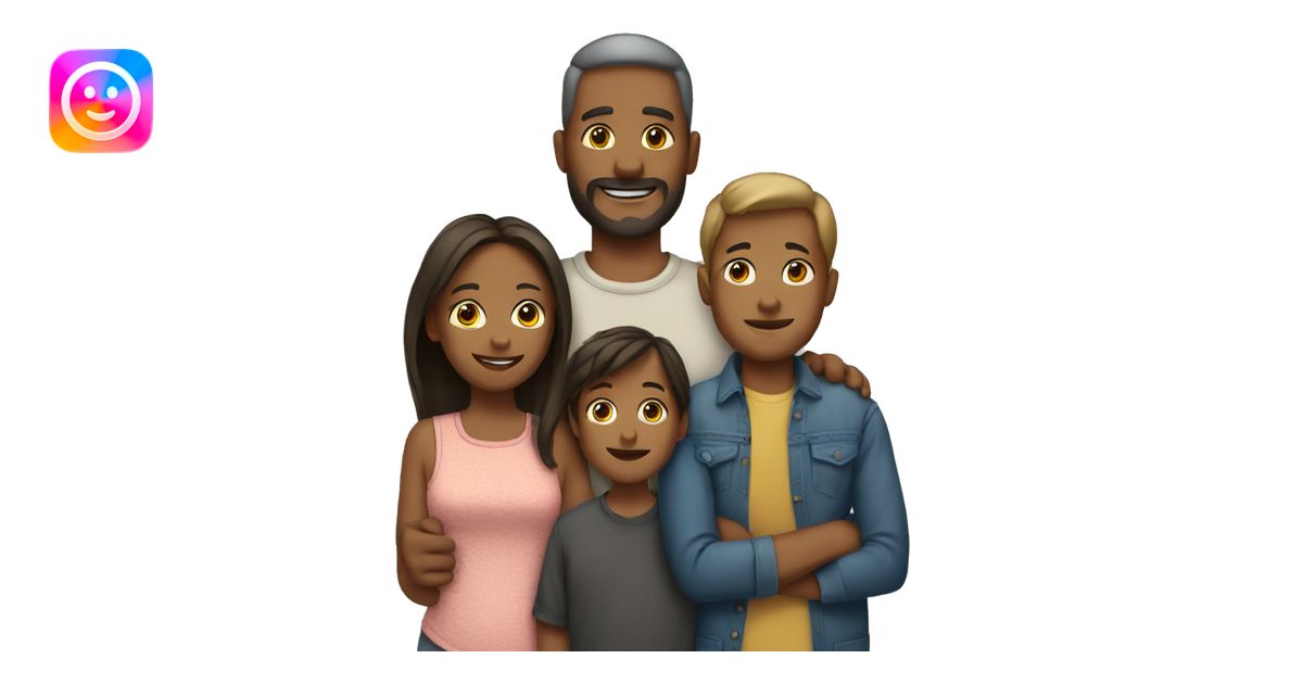 Family with two sons and one daughter emoji | AI Emoji Generator