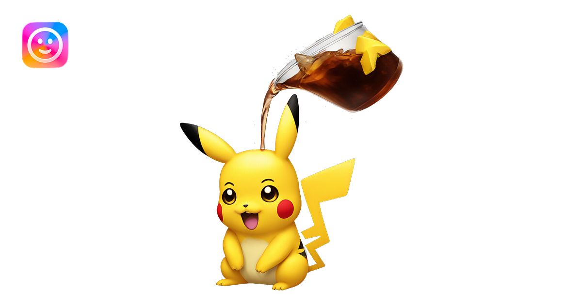 Pikachu drinking a bear emoji | AI Emoji Generator