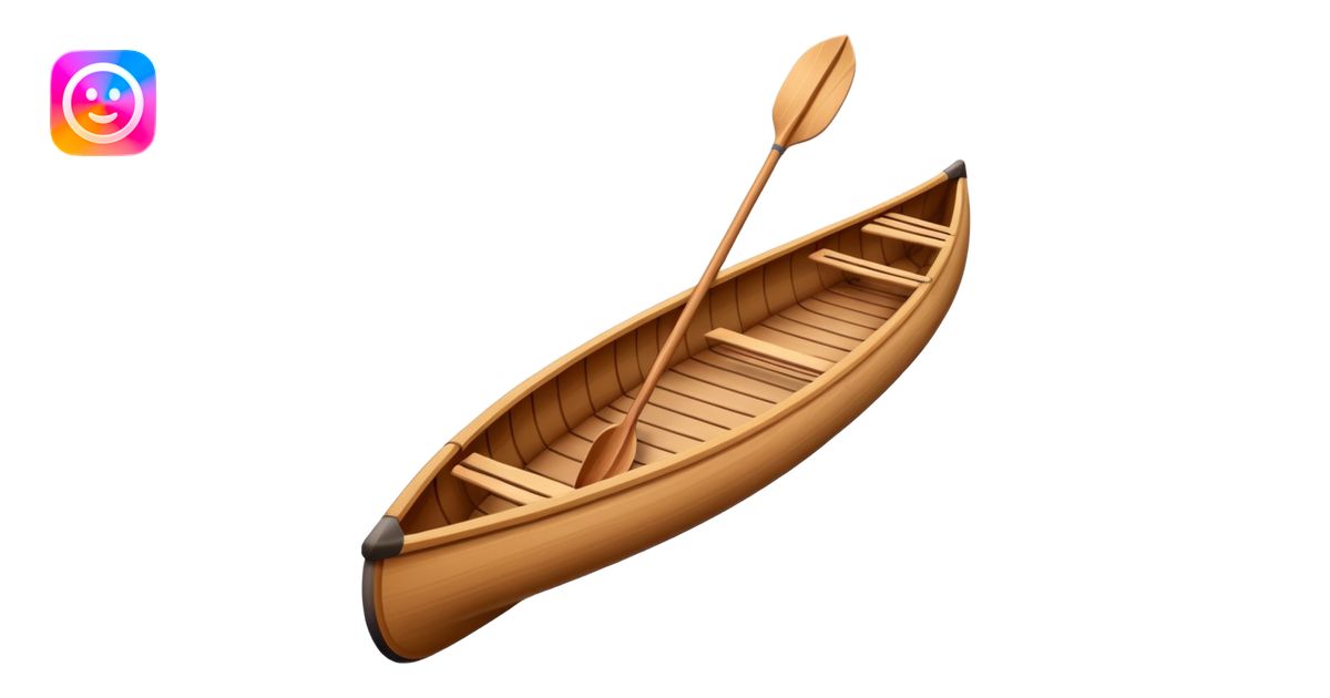 Canoe – Slim wooden canoe with paddles emoji | AI Emoji Generator