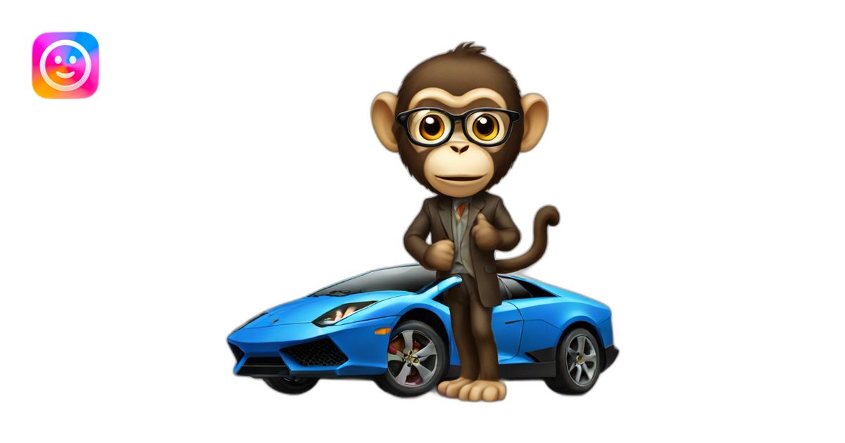 professor monkey with a lambo 2 emoji | AI Emoji Generator