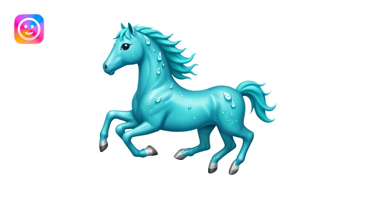 Water Horses run With drops The color is turquoise emoji | AI Emoji ...