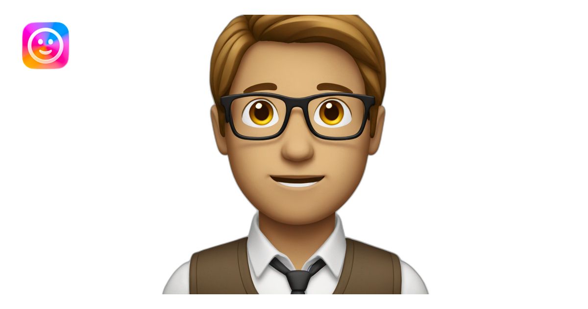 Nerd with long brown straight hair and glasses emoji | AI Emoji Generator