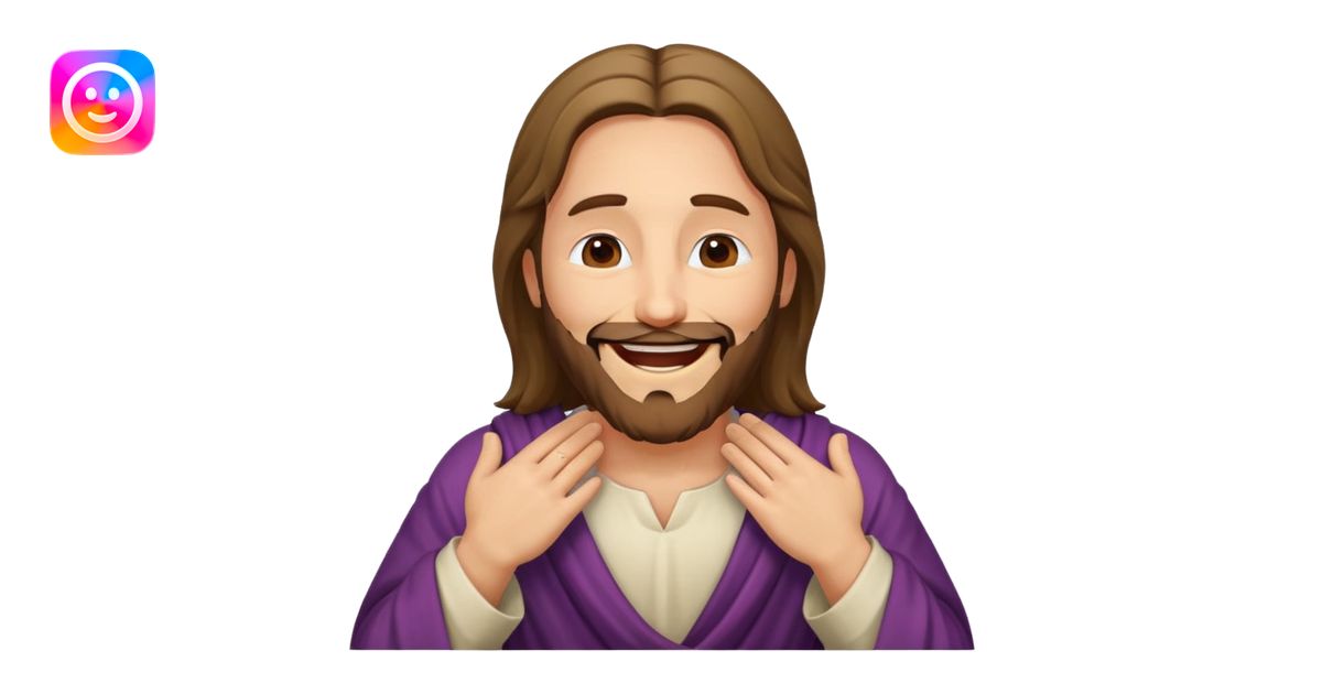 Jesus Christ laughing with his hands around his neck emoji | AI Emoji ...