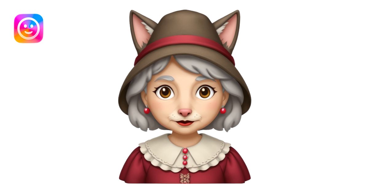 The big bad wolf is wearing Grandma's clothes and a hat, yet its face ...