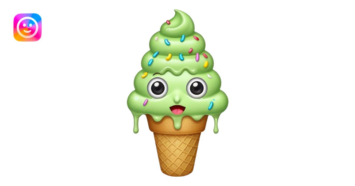 green ice cream with eyes and sprinkles emoji | AI Emoji Generator