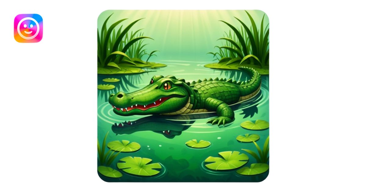 Alligator swimming in a swamp emoji | AI Emoji Generator