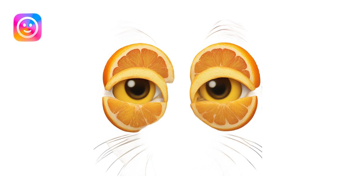 Cat with two orange slices for eyes emoji | AI Emoji Generator
