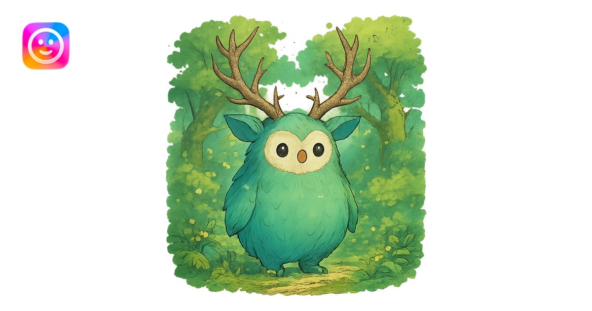 a whimsical forest spirit, ghibli style, detailed, vibrant, magical ...