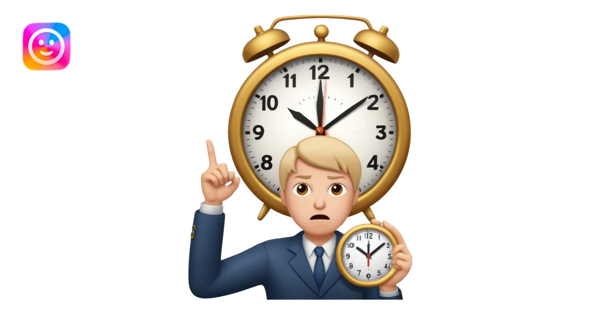 Emoji saying now maybe a clock and ur pointing at it like times up ...