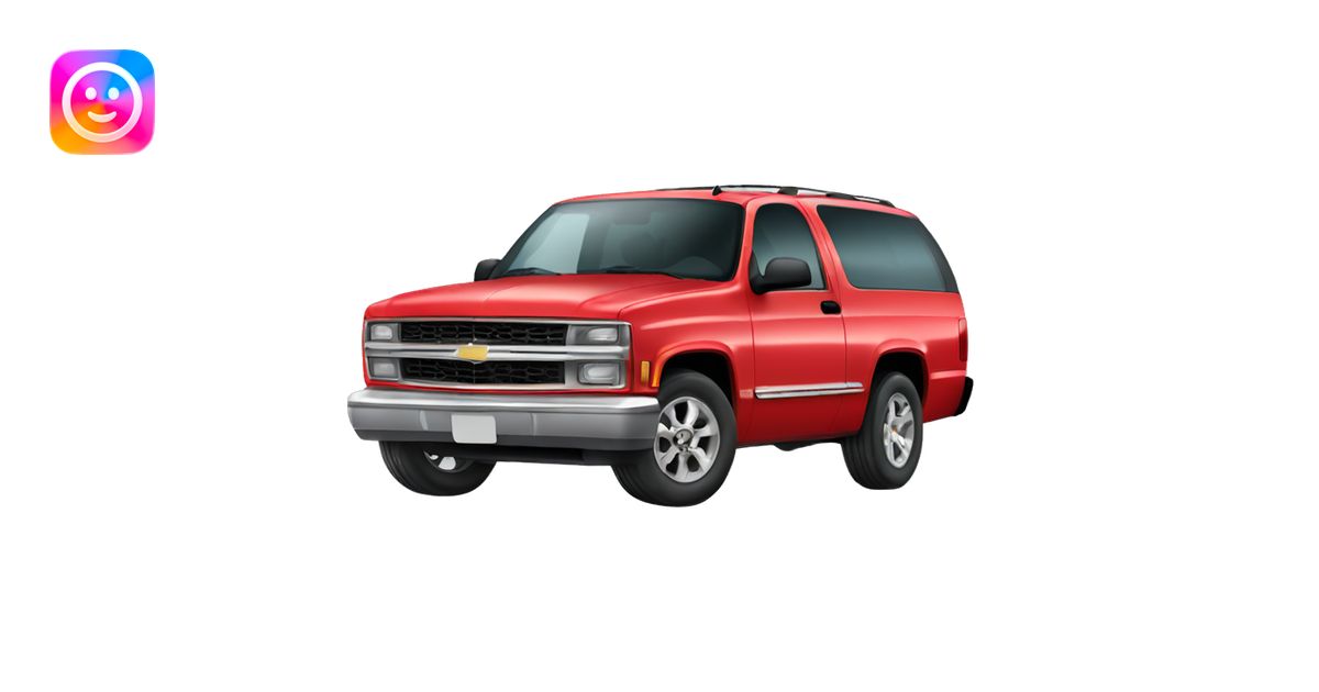 Chevy Suburban with big red bow emoji | AI Emoji Generator