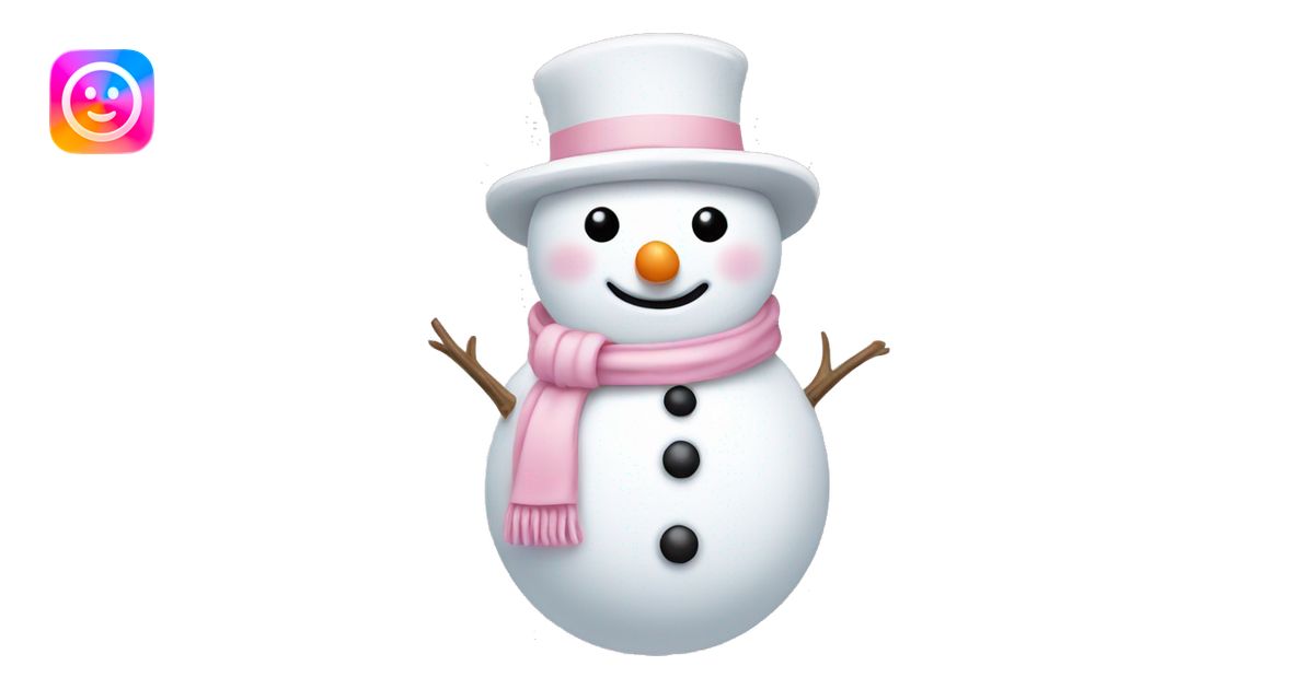 Cute white and light pink snowman emoji | AI Emoji Generator
