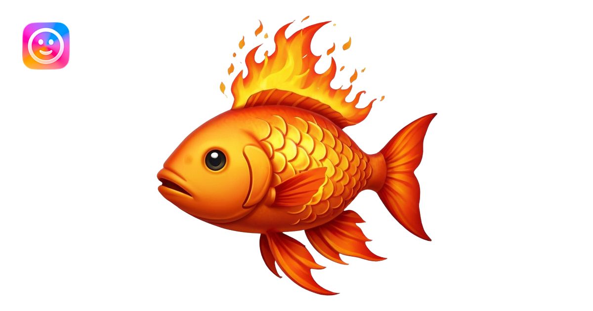 fire elemental fish with fire effects emoji | AI Emoji Generator