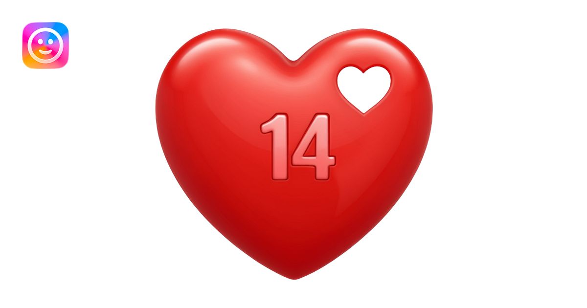 the number "14" in a red heart emoji | AI Emoji Generator