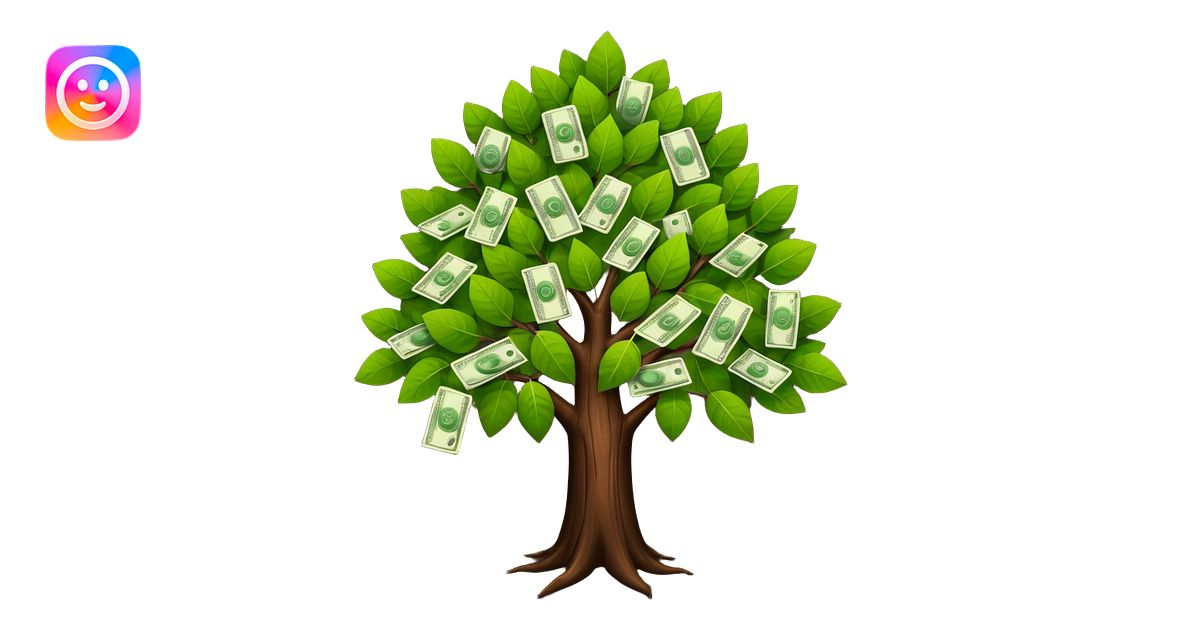A tree with the leaves with money on it (keep the bark of the tree is ...