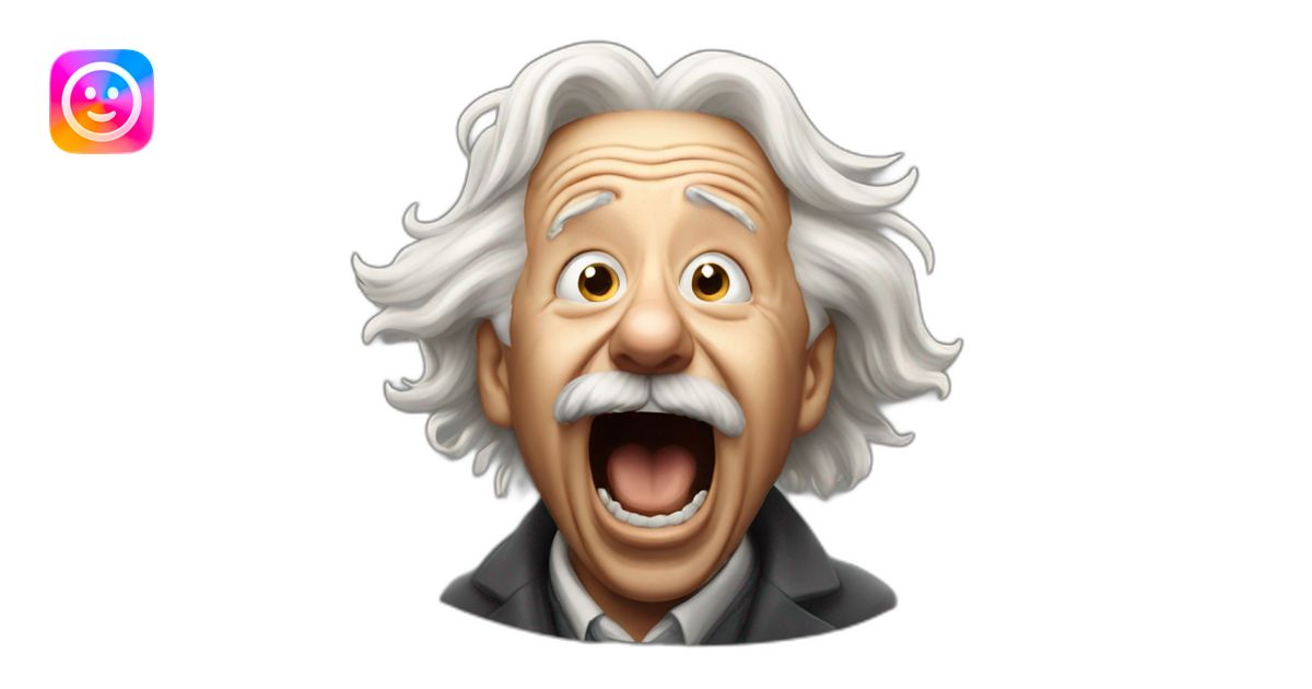 Albert Einstein screaming emoji | AI Emoji Generator