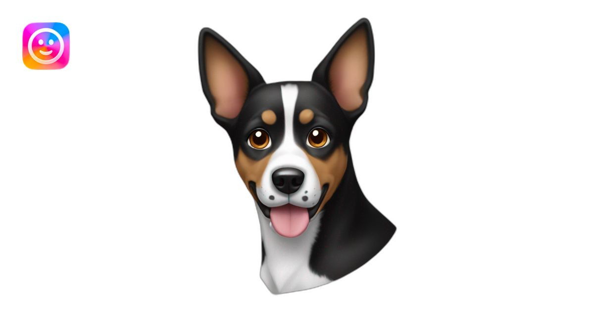 Black and White dog pointy ears spots emoji | AI Emoji Generator