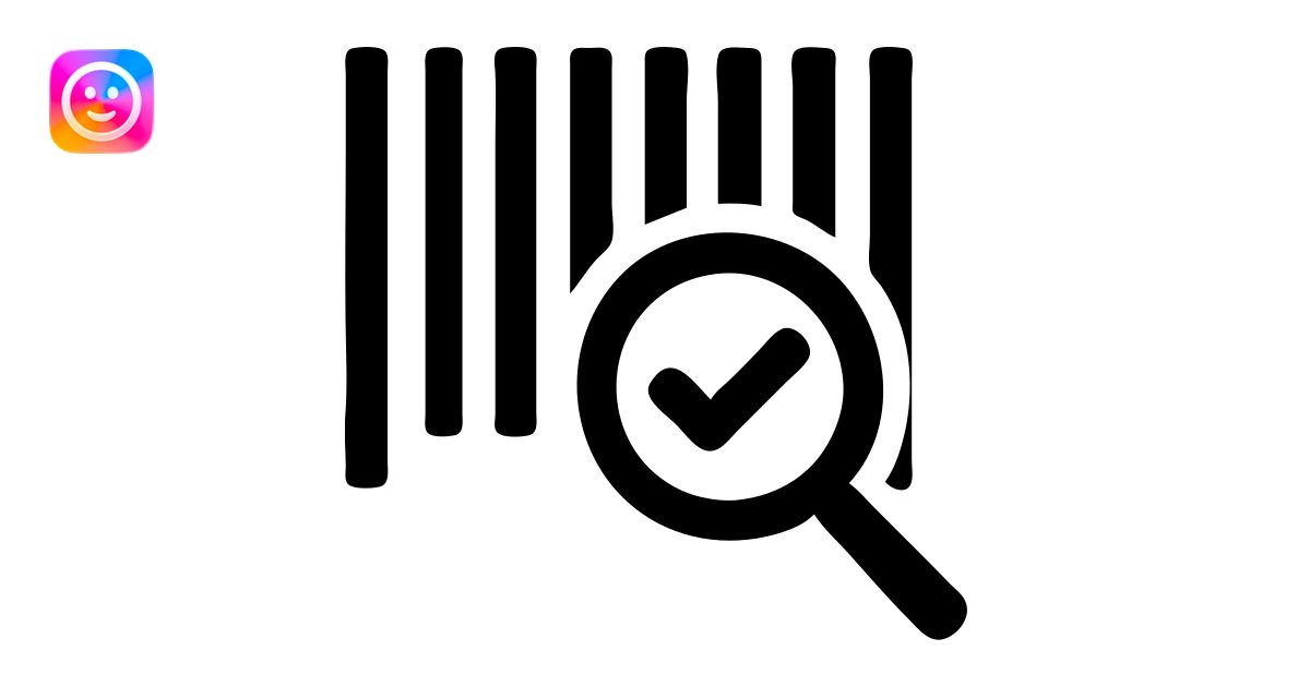 icon of a barcode with a magnifying glass and a checkmark icon | AI ...
