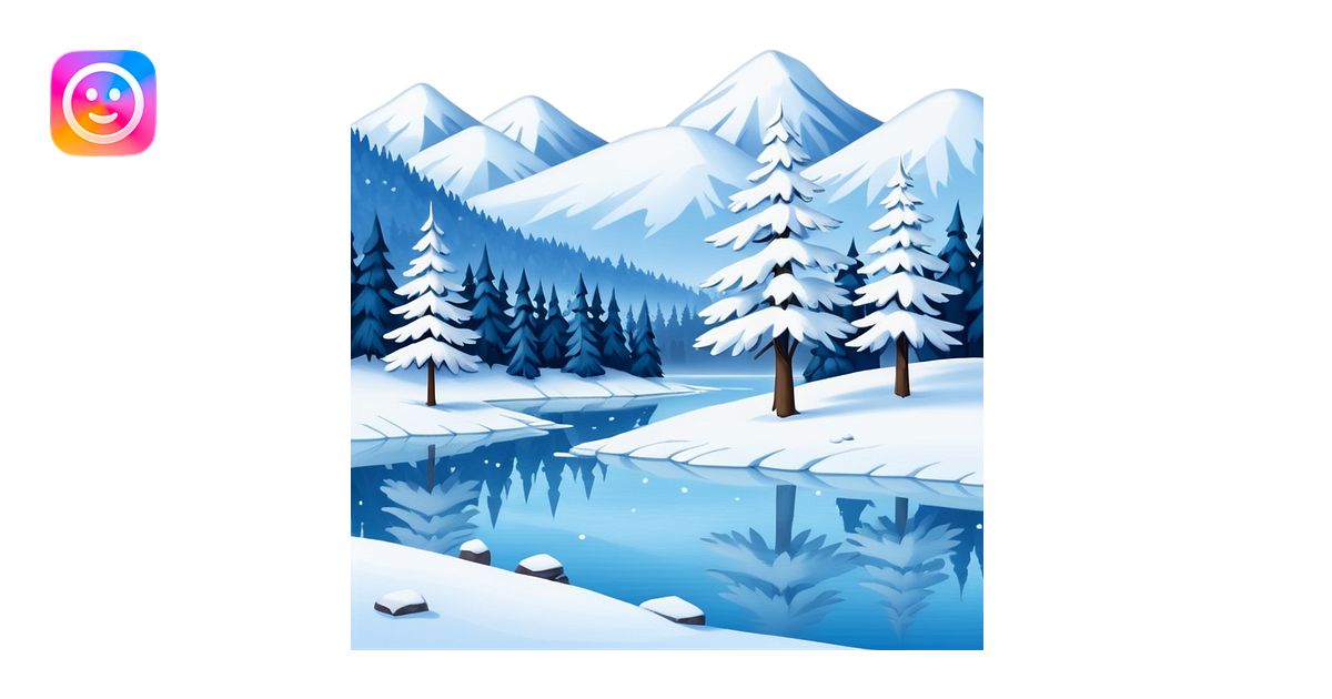 simple painting with winter landscape emoji | AI Emoji Generator